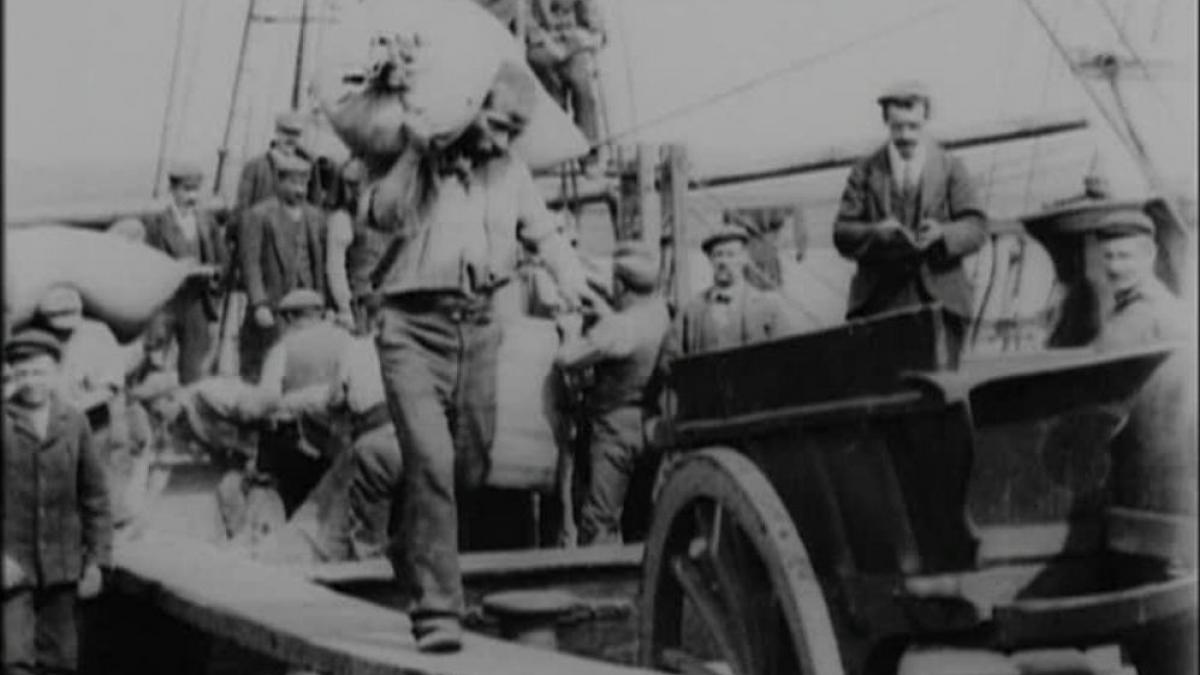 Watch Lady Mostyn Discharging Grain at Irvine (c.1901) online - BFI Player
